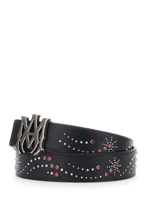 Amiri Studded Leather Belt With Logo Buckle - Multicolor