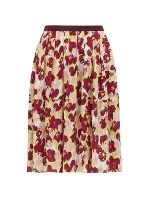 Marni Floral Pleated Silk Skirt