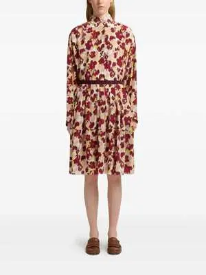 Marni Floral Pleated Silk Skirt