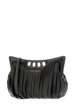 Alexander McQueen Black Leather Fringe Crossbody Bag