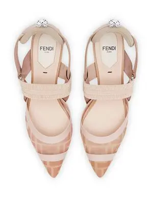 Fendi Colibrì Leather And Mesh Slingbacks