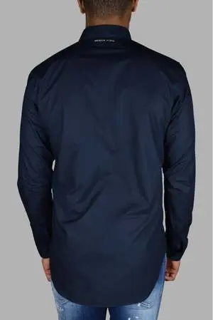 Philipp Plein Gold Cut Ls Skull Shirt - Blue