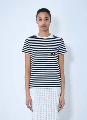 Max Mara MAX MARA Striped Cotton Jersey T-Shirt With Logo Detail Black