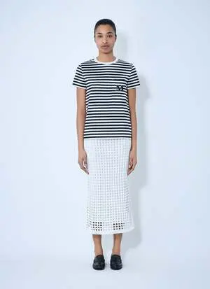 Max Mara Striped Cotton Jersey T-shirt With Logo Detail - Black