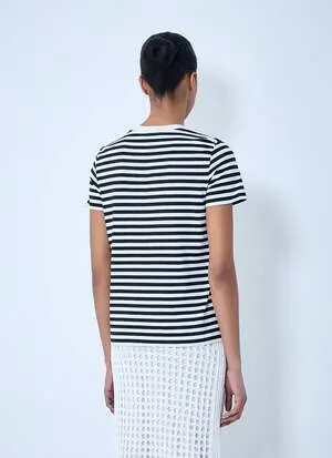 Max Mara Striped Cotton Jersey T-shirt With Logo Detail - Black