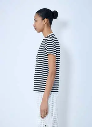 Max Mara Striped Cotton Jersey T-shirt With Logo Detail - Black
