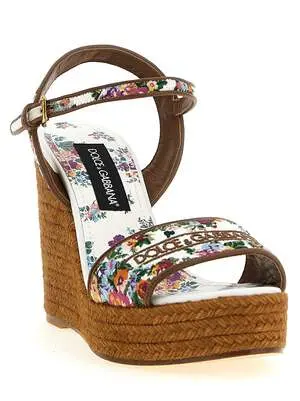 Dolce & Gabbana Lolita' Floral Embroidered Wedge Sandals