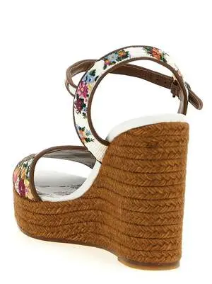 Dolce & Gabbana Lolita' Floral Embroidered Wedge Sandals