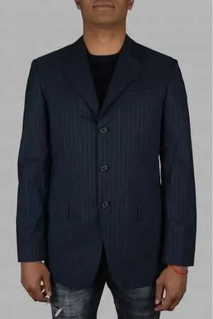Prada Cotton Jacket With Pin Stripes - Blue