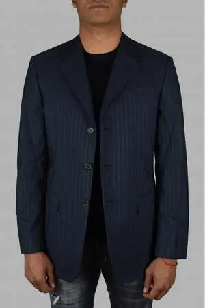 Prada Cotton Jacket With Pin Stripes - Blue