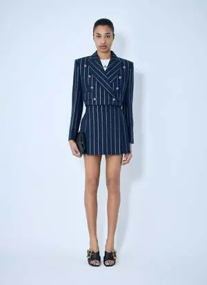 VIVIENNE WESTWOOD Pleated Mini Skirt With Vertical Stripes And Buckled Details