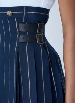 VIVIENNE WESTWOOD Pleated Mini Skirt With Vertical Stripes And Buckled Details
