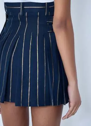 VIVIENNE WESTWOOD Pleated Mini Skirt With Vertical Stripes And Buckled Details