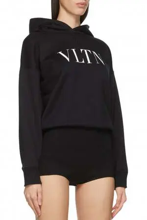 Valentino Garavani Hooded Bodysuit With Vltn Print - Black