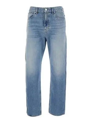 Gucci Light Blue Denim Jeans With Logo Patch - Multicolor