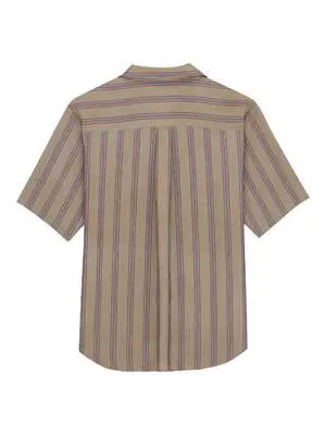 Saint Laurent Cassandre Shirt In Striped Cotton Twill - Gray