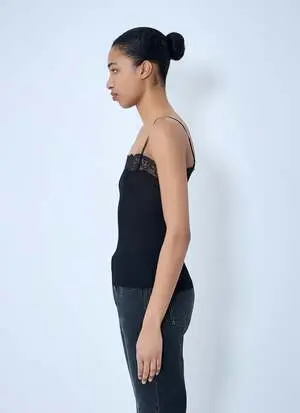 Saint Laurent Lace-trimmed Silk Camisole