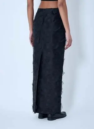 Max Mara Textured Long Silk Skirt - Black