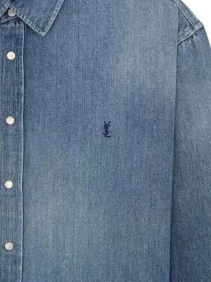 Saint Laurent Cassandre Shirt In Denim - Blue