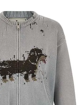 Mihara Yasuhiro Dog Jacquard Knit Cardigan