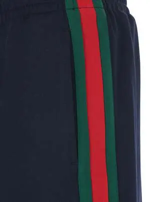 Gucci Blue Pants With Elastic Waist And Drawstring And Web Detail On The Side In Tech Fabric For - Multicolor