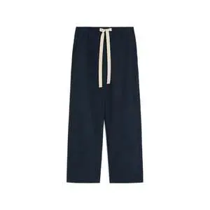 Max Mara Wide Leg Cotton Drawstring Trousers - Blue
