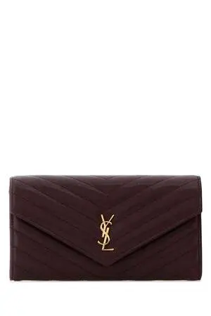 Saint Laurent Plum Leather Wallet - Purple