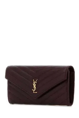 Saint Laurent Plum Leather Wallet - Purple