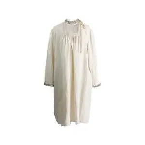 Prada Embellished Neck Long Sleeve Day Dress - Cream