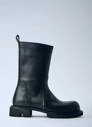 Rick Owens Mid-calf Leather Boots With Zip-up Detail - Black