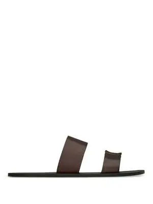 Saint Laurent Babylone Slides In Smooth Leather - Brown