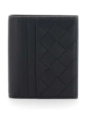 Bottega Veneta Black Card Holder With Intreccio Motif And Embossed Logo Lettering On The Inside In Leather For - Multicolor