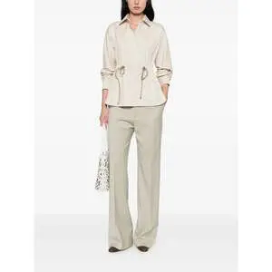 Max Mara Beige Cotton Shirt With Drawstring Waist
