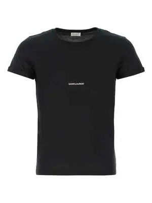 Saint Laurent T-shirt Classique Crewneck Short Sleeve With Logo - Black