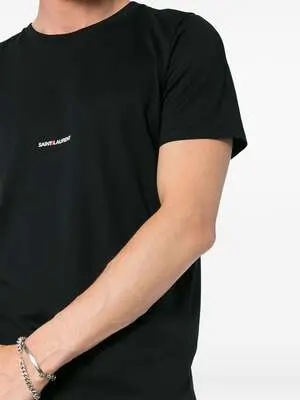 Saint Laurent T-shirt Classique Crewneck Short Sleeve With Logo - Black