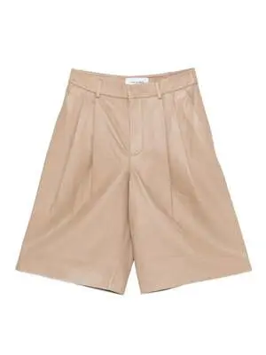 YVES SALOMON Pleated Leather Bermudas