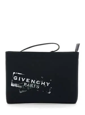 Givenchy Cotton Pouch With Top Handle And Logo Print - Multicolor