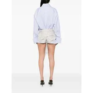 Attico Striped Cotton And Cupro Blend Shirt Dress With Knot Detail