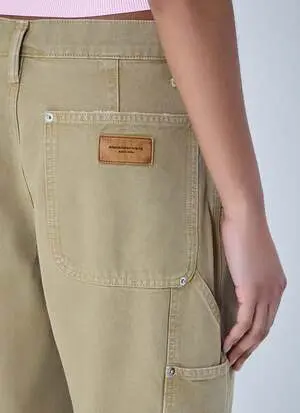 Alexander Wang Distressed Frayed Hem Denim Shorts - Cream