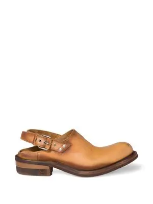 Miu Miu Antiqued Leather Mules - Brown