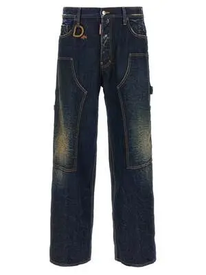 Dsquared2 Loose Carpenter Jeans With Distressed Treatment - Blue