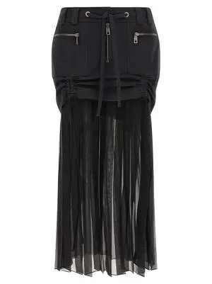 Dolce & Gabbana Twill And Chiffon Midi Skirt