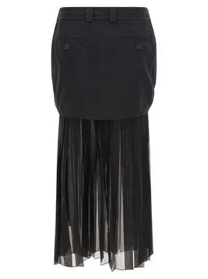 Dolce & Gabbana Twill And Chiffon Midi Skirt