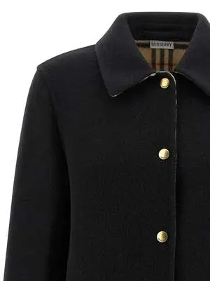Burberry Double Face Wool Twill Jacket With Check Lining