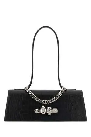 Alexander McQueen Leather Jewelled Shoulder Bag - Black