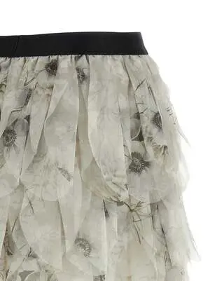 Max Mara Mxstalco" Printed Silk Organza Mini Skirt - Gray