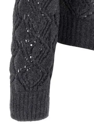 JIL SANDER Openwork Wool Cardigan - Gray