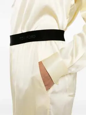 TOM FORD Velvet Waistband Silk Blend Trousers - Multicolor