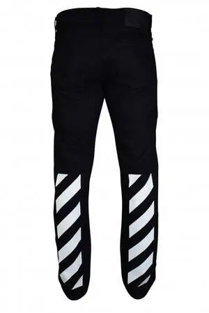 Off-White Five Pocket Jeans With Diagonal Stripes