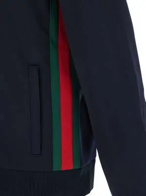 Gucci High Collar Jacket With Web Detail